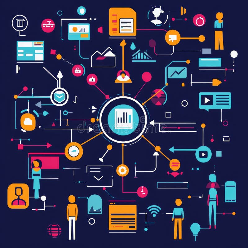 Abstract Digital Network Concept with Data and Communication Elements ...
