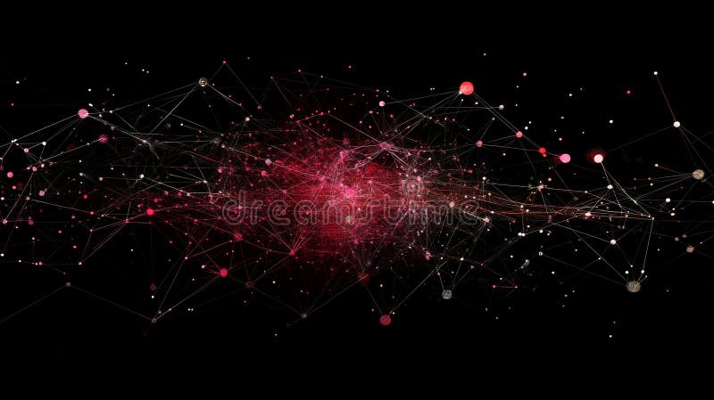 Abstract Digital Network with Connected Data Points and Background of ...