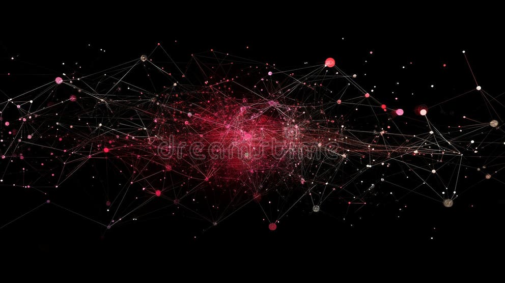 Abstract Digital Network with Connected Data Points and Background of ...