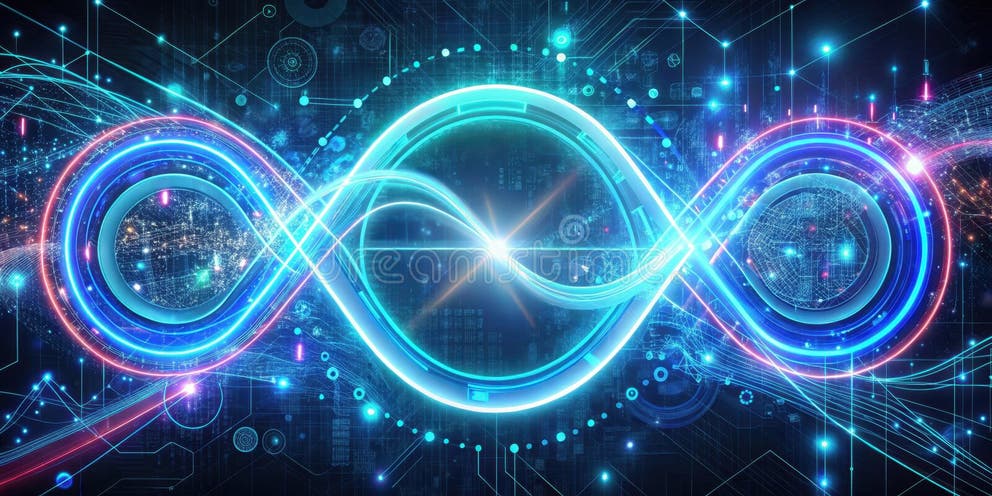 Abstract Digital Network Connection Concept Showing Glowing Infinity ...