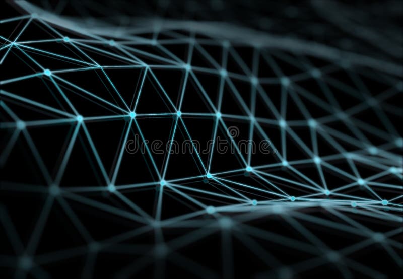 Abstract Digital Network Connection on Dark Background 3D Rendering ...