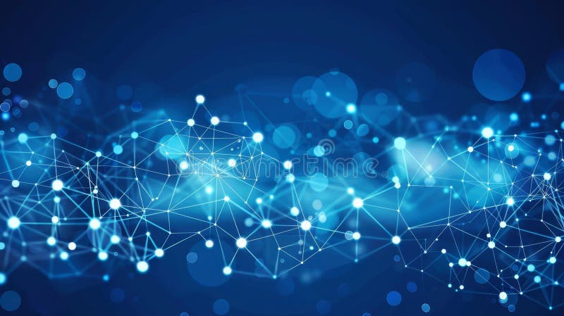 Abstract Digital Network Connection with Glowing Dots Representing ...