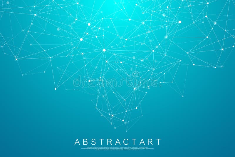 Abstract Digital Network Connection Structure on Blue Background ...