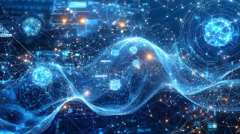 Abstract Digital Network Connection Wave Data Flow Good Resolution ...