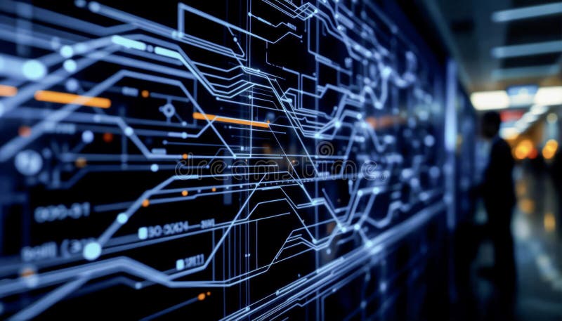 Abstract Digital Network Connections on Futuristic Screen Stock ...