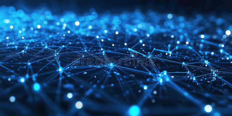 Abstract Digital Network Connections with Glowing Blue Nodes and Lines ...