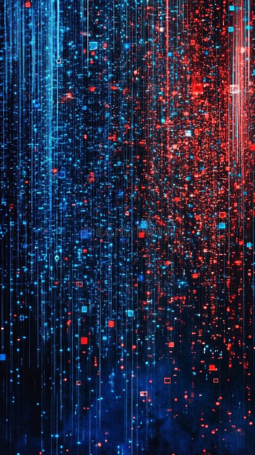 Abstract Digital Network Connections with Glowing Data Points in Blue ...