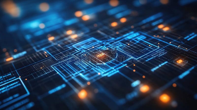 Abstract Digital Network Data Flow Cybersecurity And Innovation Stock Illustration Illustration