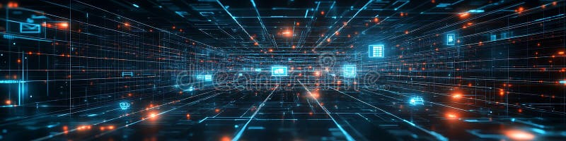 Abstract Digital Network Data Highway Visualization Stock Illustration ...