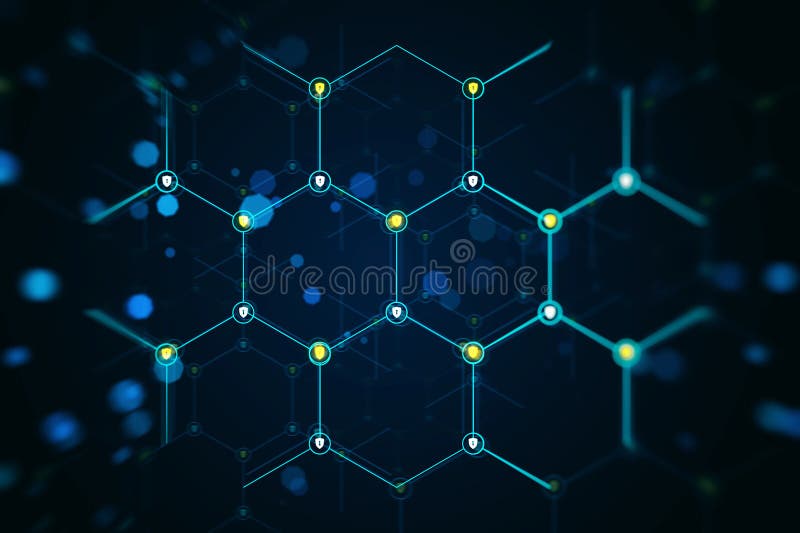 An Abstract Digital Network Design on a Dark Background with Glowing ...