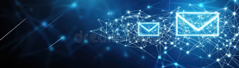 Abstract Digital Network of Email Messages and Communication Icons with ...