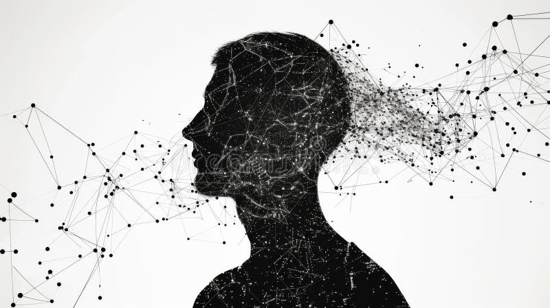 Abstract Digital Network Forming Human Head Silhouette Stock Photo ...