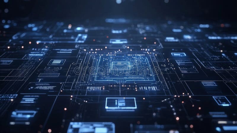 Abstract Digital Network with Glowing Blue Connections Stock ...