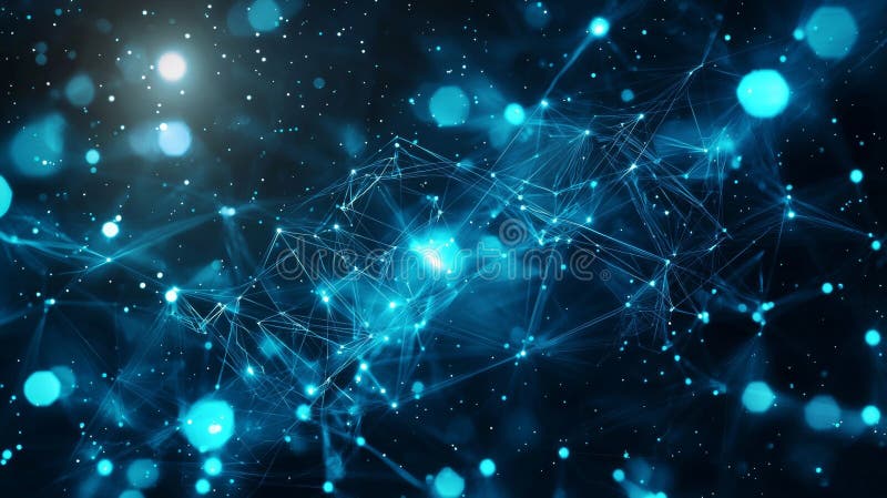 Abstract Digital Network Glowing in Blue Light Stock Photo - Image of ...
