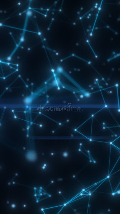 Abstract Digital Network with Glowing Blue Points and Connecting Lines ...