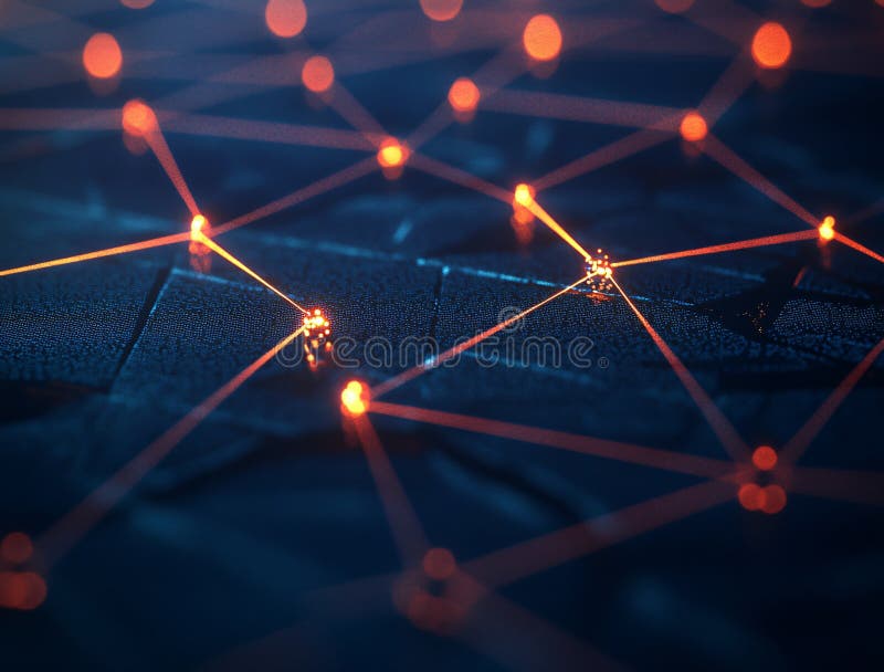 Abstract Digital Network with Glowing Connections Stock Illustration ...