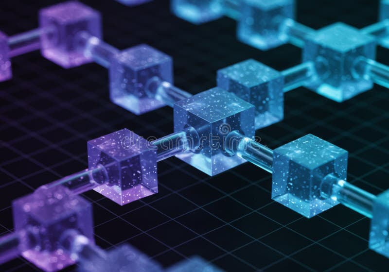 Abstract Digital Network of Glowing Cubes Stock Illustration - Illustration of connection, light ...