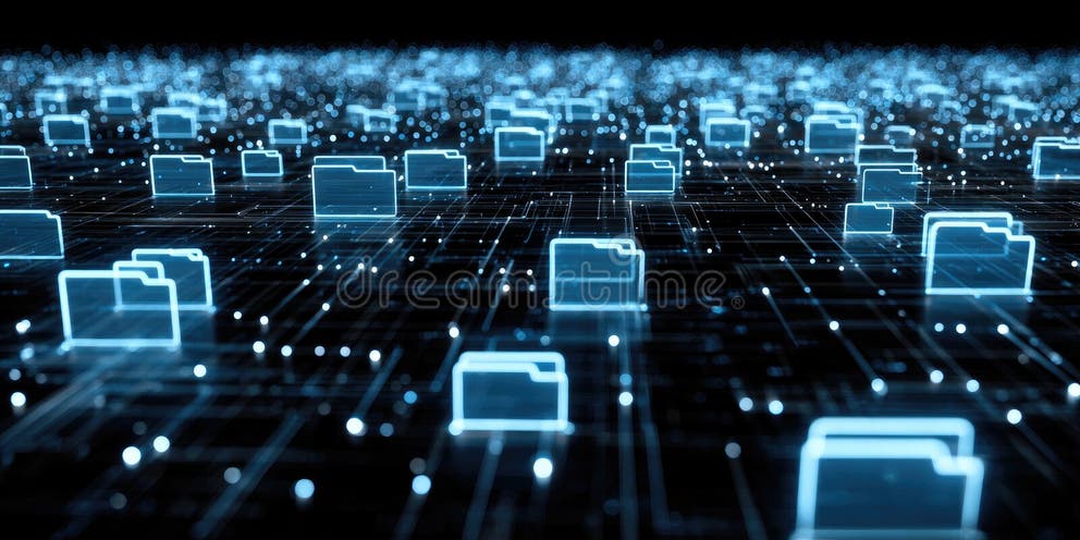 Digital Data Landscape stock illustration. Illustration of folders ...