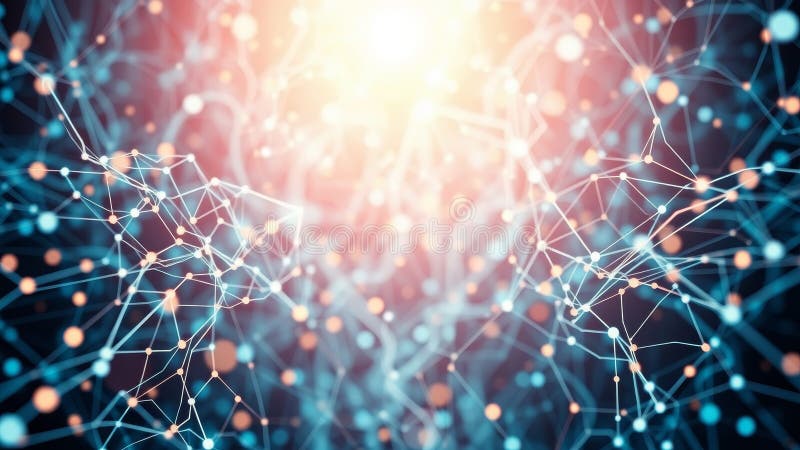 Abstract Digital Network with Glowing Lights Stock Illustration ...