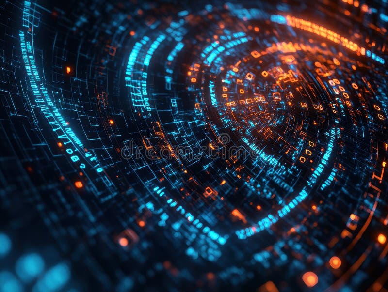 Abstract Digital Network with Glowing Lines and Squares Stock ...