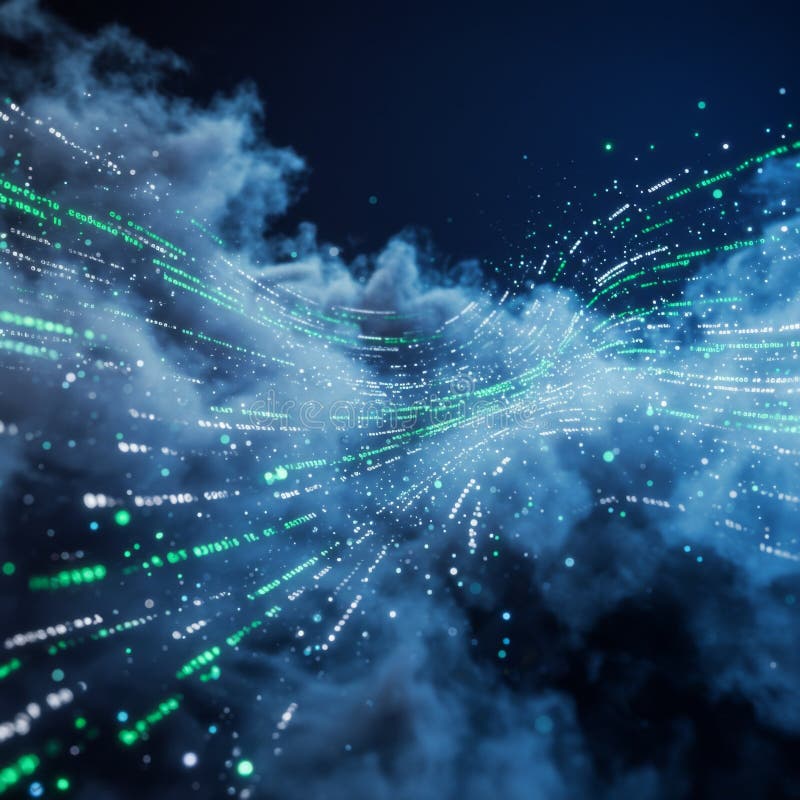 Abstract Digital Network with Green and Blue Light Streams Stock ...