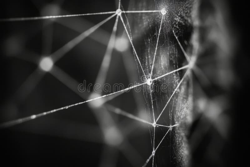 Abstract Digital Network Of Interconnected Nodes And Glowing Lines Symbolizing Data Flow