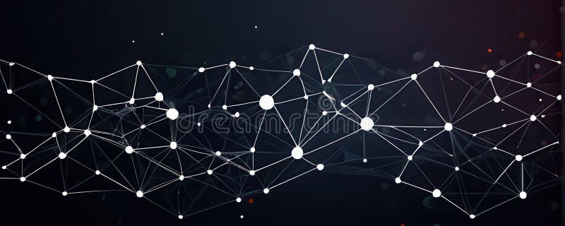 Abstract Digital Network Interconnected White Nodes and Lines on Dark ...