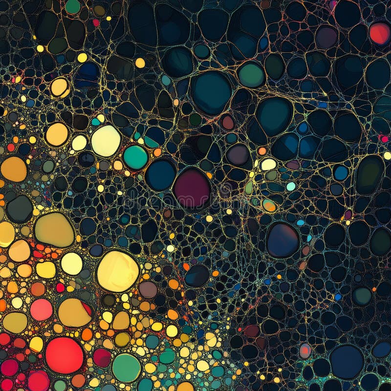 Abstract Digital Network Pattern With Colorful Data Points Creating A Unique Aesthetic Visual