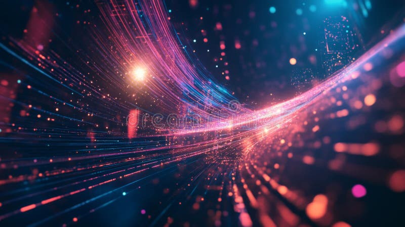 Abstract Digital Network with Pink and Blue Lines and Lights Stock ...