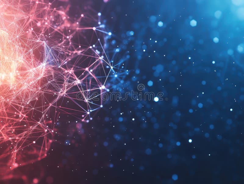 Abstract Digital Network with Red and Blue Glowing Nodes Stock ...