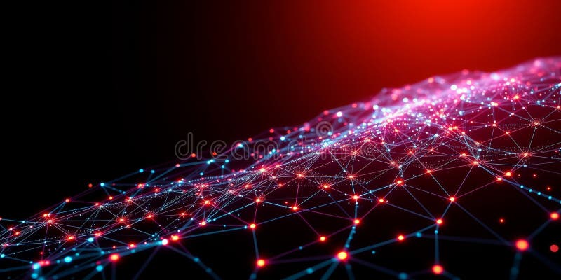 Abstract Digital Network with Red and Blue Lights Stock Illustration ...