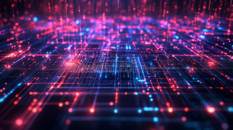 Abstract Digital Network Red and Blue Lights Stock Image - Image of ...