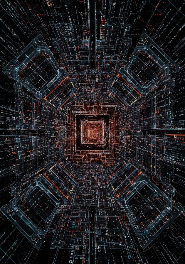 Abstract Digital Network Structure with Glowing Lines Stock ...