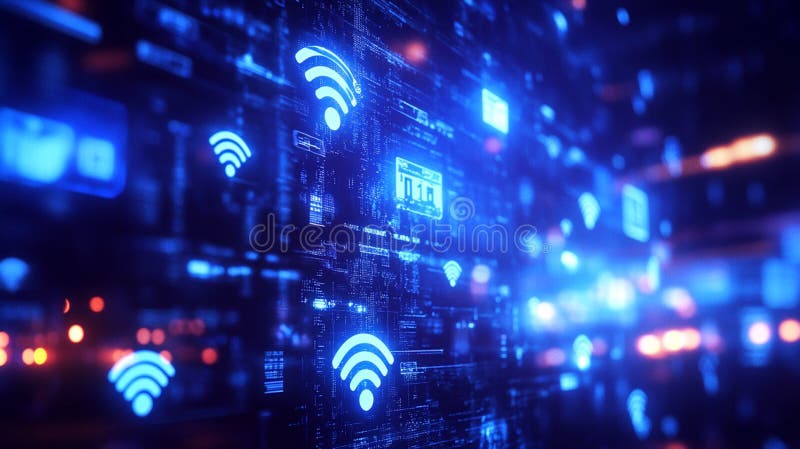 Abstract Digital Network Technology Background Wireless Wifi Signal ...