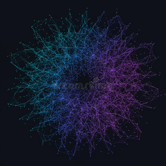 Abstract Digital Network Visual with Interconnected Points Forming a ...