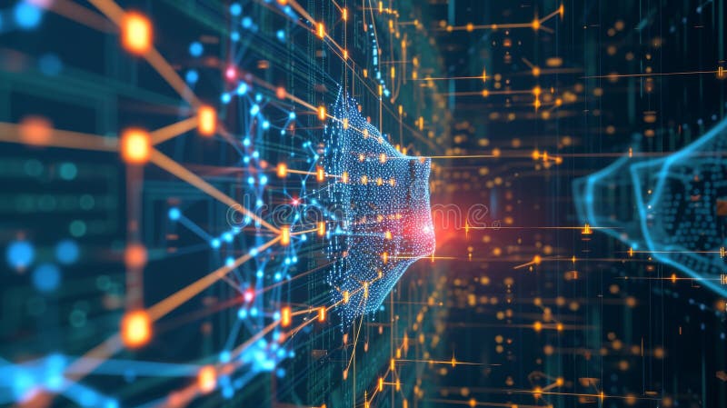 Abstract Digital Network Visualization Stock Illustration ...