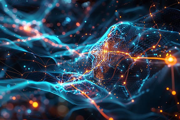 Abstract Digital Network Visualization: a Glowing Mesh of Data Stock ...