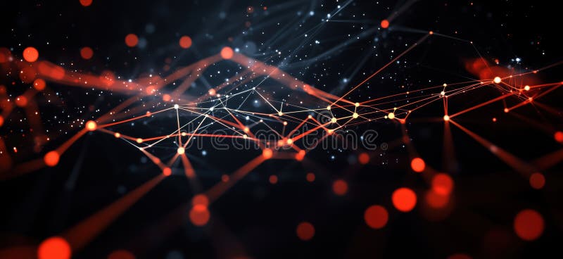 Abstract Digital Network Visualization with Glowing Nodes and ...