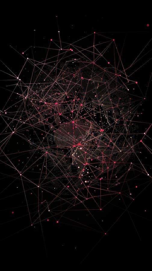 Abstract Digital Network Visualization with Red and White Nodes Stock ... Abstract Digital Network Visualization with Red and White Nodes Stock ...