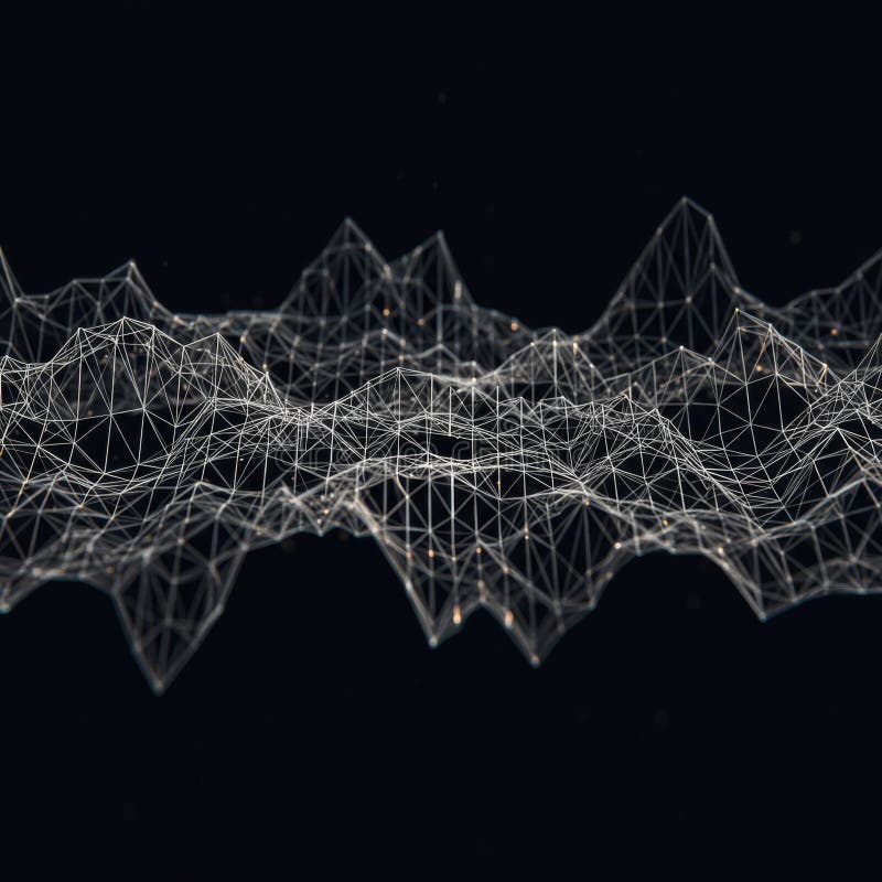 Abstract Digital Network Wave with Orange Glowing Points Stock ...