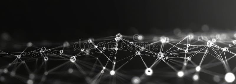 Abstract Digital Network: White Lines and Glittering Dots Stock ...