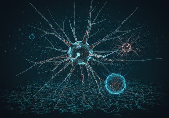 Abstract Digital Neuron Network Visualization Stock Illustration ...