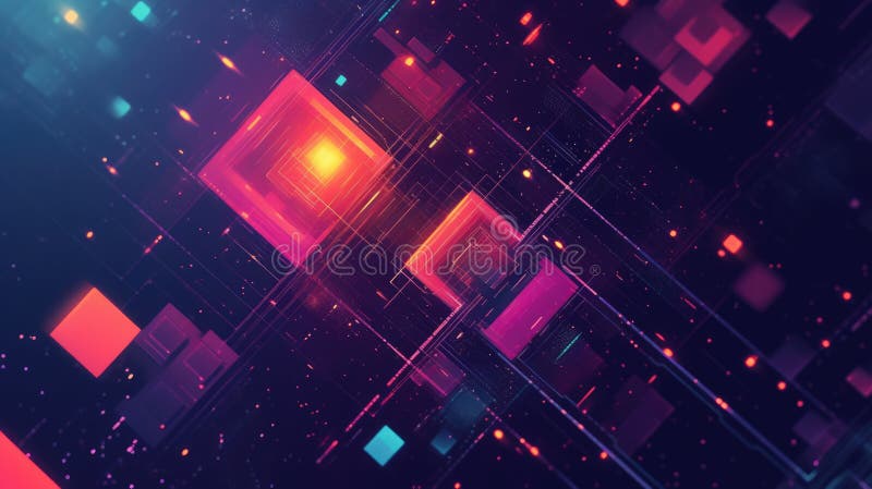 Abstract Digital Object and Particle Connected with Cyber Style Effect ...