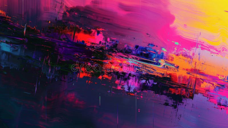 Abstract Digital Painting with Bright Colors and Swirls Stock ...