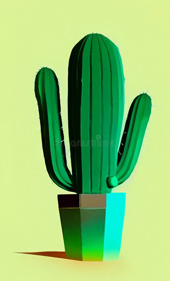 Low Poly Cactus - Stylized Digital Art Stock Illustration ...