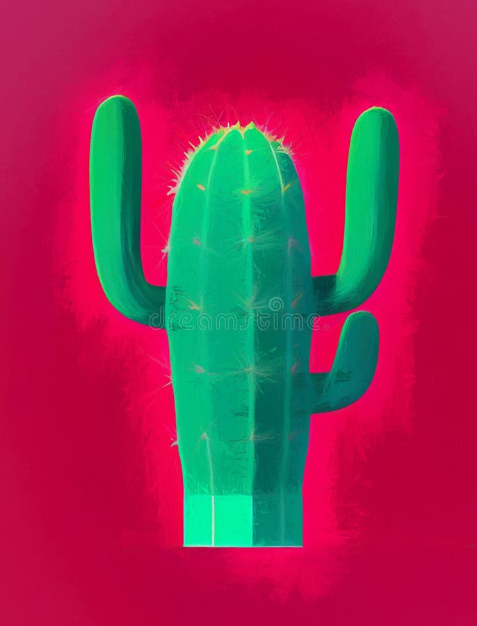 Low Poly Cactus - Stylized Digital Art Stock Illustration ...