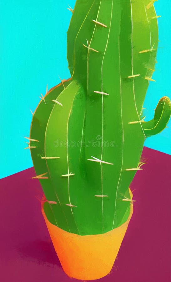 Low Poly Cactus - Stylized Digital Art Stock Illustration ...