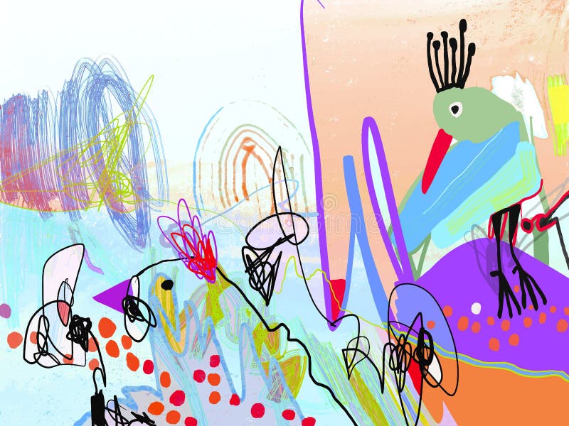 Abstract Digital Painting, Contemporary Art Abstraction, Vector ...