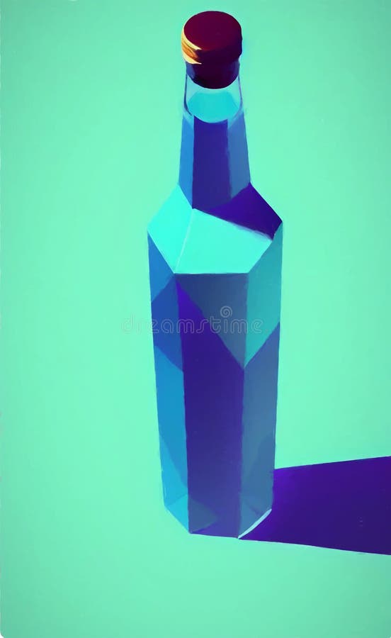 Low Poly Bottle - Stylized Digital Art Stock Illustration ...