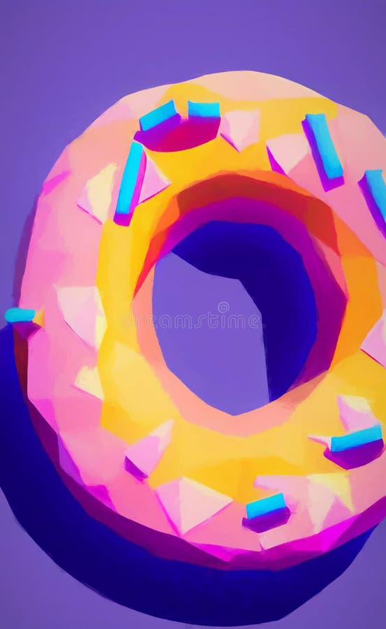 Low Poly Donut - Stylized Digital Art Stock Illustration - Illustration ...